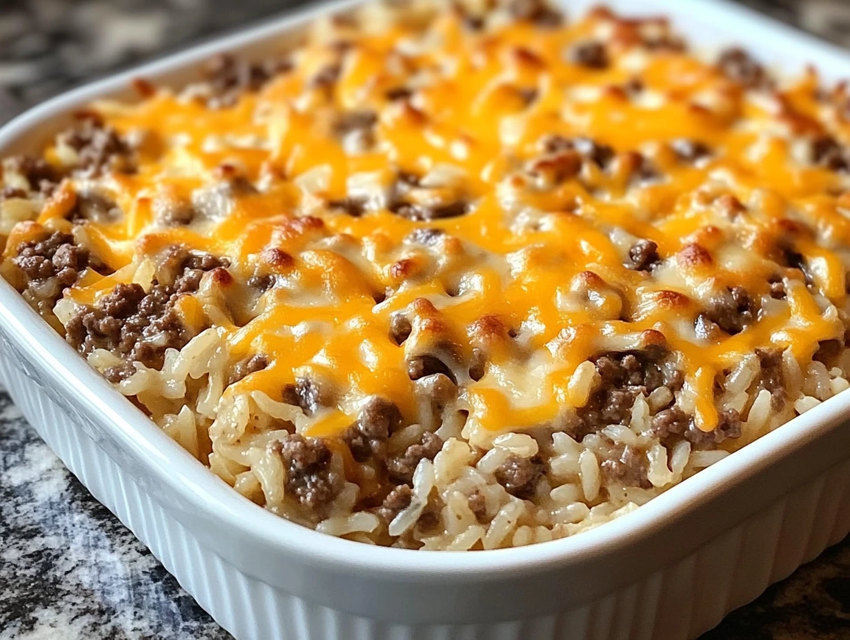 Cheesy Hamburger Rice Casserole - Tastecove